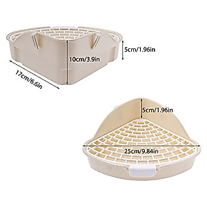 Triangle Potty Trainer Corner Litter Bedding Box Pet Pan for Small Animal/Rabbit/Guinea Pig/galesaur/Hamster/Ferret(White)（9.64"x6.89"x4"）
