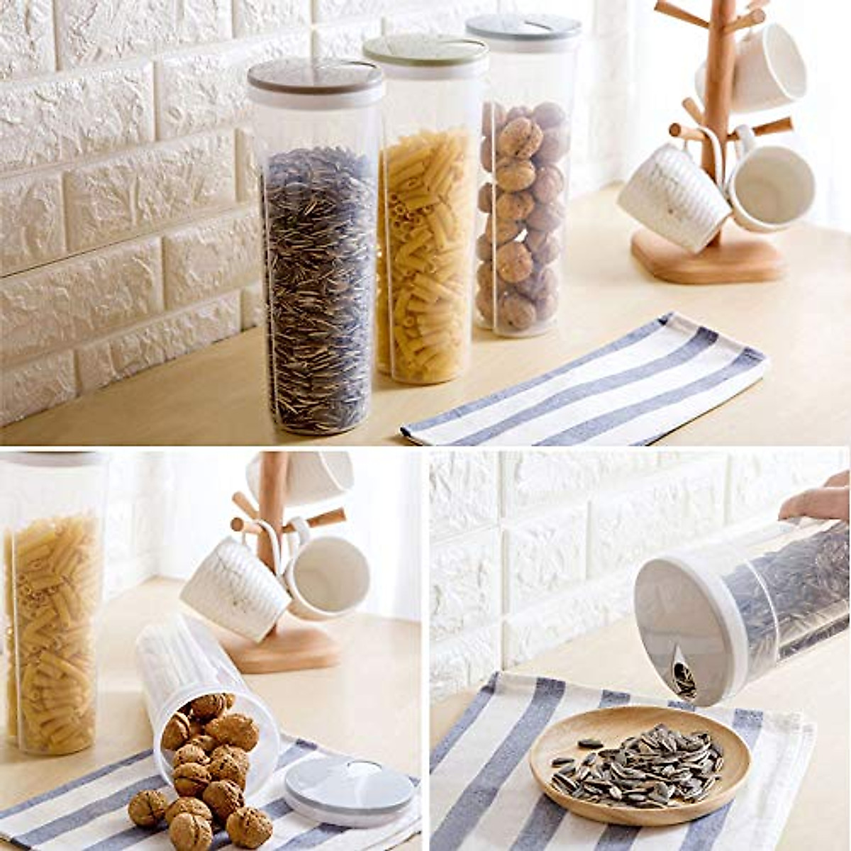 EORTA Plastic Tall Food Storage Spaghetti Noodle Pasta Container with Locking Lid Clear Dry Food Keeper Canister Cereal Crisper Box