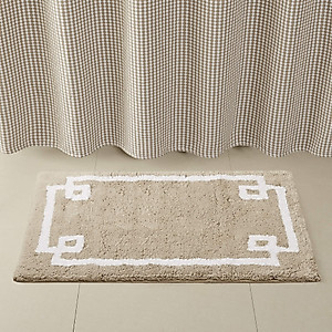 Madison Park Evan 100% Cotton Bathroom Rug Non Slip Backing-Luxrurious Tufted Plush Bath Mat Absorbent, Quick Dry, Spa Design Shower Room Décor, 24x40, Taupe