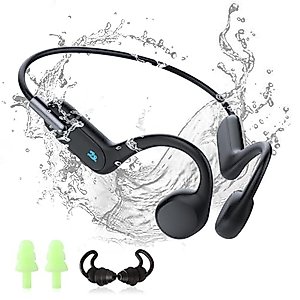 HIFI WALKER Bone Conduction Headphones IPX8 Waterproof MP3 Player for Swimming, Underwater Music Player 32GB, Open-Ear Wireless Bluetooth 5.3 Earbuds with Mic for Running, Cycling, Swimming