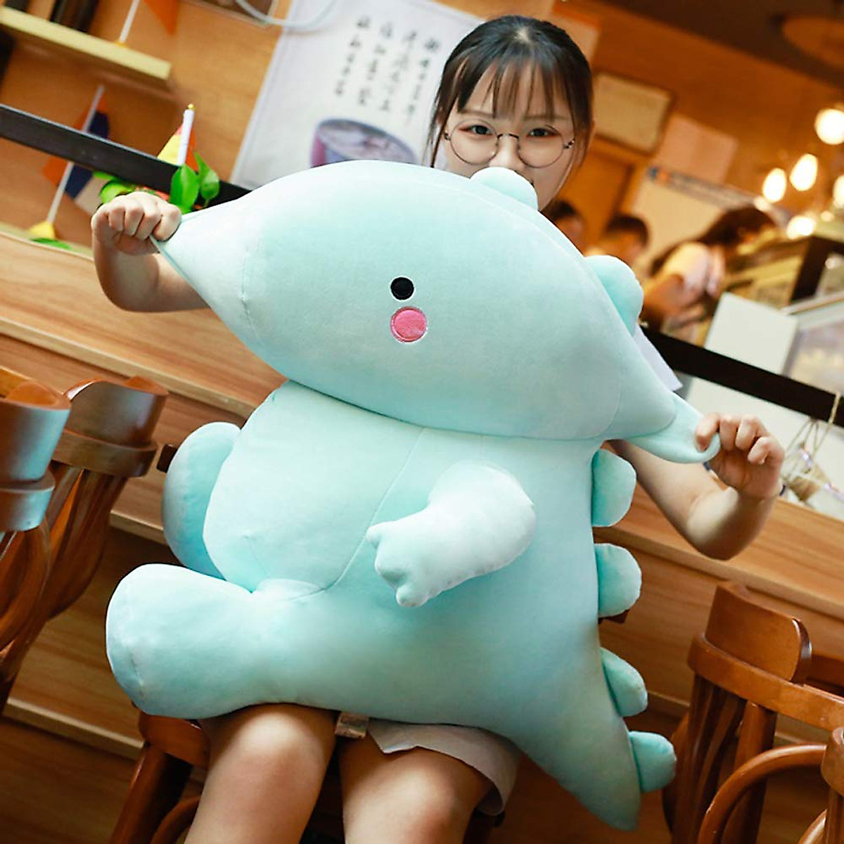 voyageboat Dinosaur Stuffed Animals, Dinosaur Plush Hugging Pillow Toys Gifts for Birthday, Valentine, Christmas (Blue, 23.6")