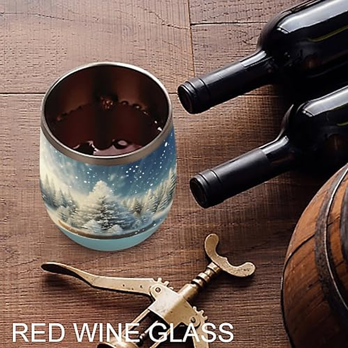 WYUSPGK 304 Stainless Steel Insulated Cup, Snow Wonderland Pine Tree Christmas Print Smooth Rim, Durable & Reusable - Perfect for Office, Home, And Travel