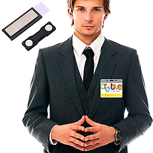 Chinco 50 Pieces Magnetic Name Badge Holder Waterproof Magnet Name Tags Magnetic Name Holder Clear Plastic ID Card Holder for Conferences Office Events Teachers Doctors Nurses (Horizontal)