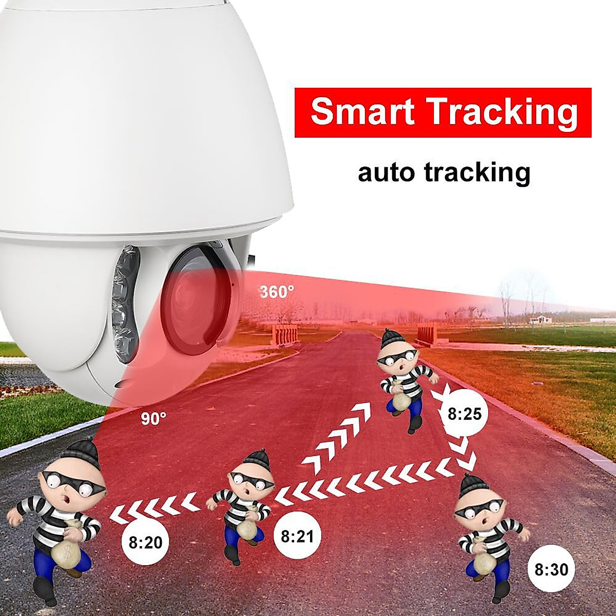 IMPORX Auto Tracking PTZ IP Live Camera, 36X Optical Zoom, 8MP 3840X2160 Outdoor IP66 Waterproof Camera, 500ft Night Vision, Motion Detection, Support Micro SD Card and P2P Support RTMP