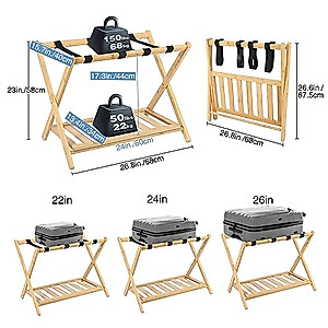 ALAPUR Bamboo Luggage Rack for Guest Room, Folding Luggage Holder with Storage Shelf , Suitcase Stand for Bedroom,Guest Room,Hotel