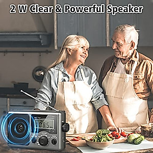 Portable AM FM Shortwave Radio,Battery Operated Radio by 4D Cell Batteries or AC Power Transistor Radio with LCD Display,Time Setting,3.5mm Earphone Jack,Big Speaker,High/Low Tone for Home,Gift