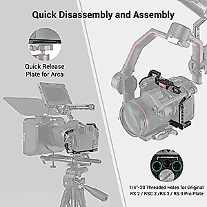 SmallRig R5 / R5 C / R6 Cage for Canon R5 R6 R5 C, Aluminum Alloy DSLR Rig Stabilizer with Cold Shoe, 1/4"-20 and 3/8"-16 Threaded Holes for Filmmaking, Video Shooting 2982B