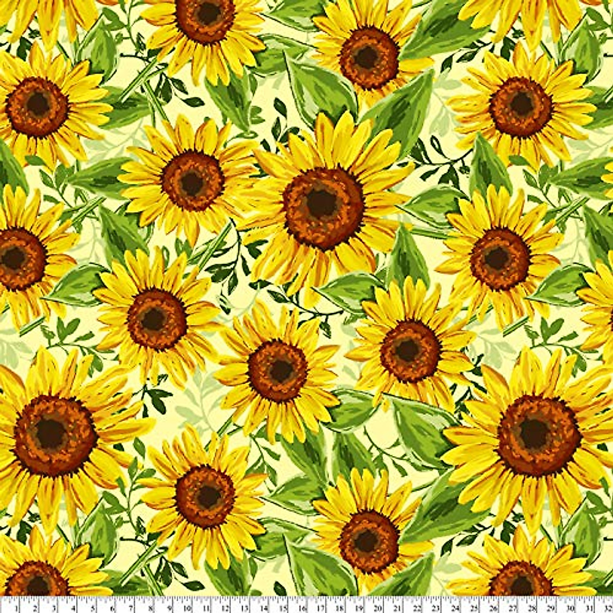 Sunflowers Anti-Pill Premium No-Sew Throw Fleece Fabric Kit (72x60)