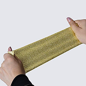 Gold Glitter HTV Heat Transfer Vinyl Roll - 12in x 10ft Iron on Vinyl for Cricut & Silhouette Easy to Cut & Weed for Shirts Gifts