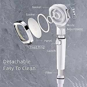 4 Modes High Pressure Shower Head Sprayer Water Saving Adjustable Shower with Switch on Off Button Nozzle Filter for Bathroom