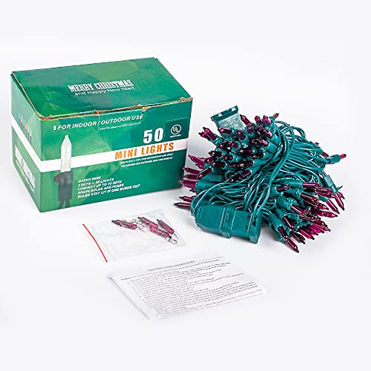 MYGOTO Purple Christmas Lights Outdoor, 2Pack 13Feet 50Count Halloween String Lights Connectable 120V Plug in for Outdoor Indoor Garden Party Christmas Xmas Tree Lights Decor (Purple)