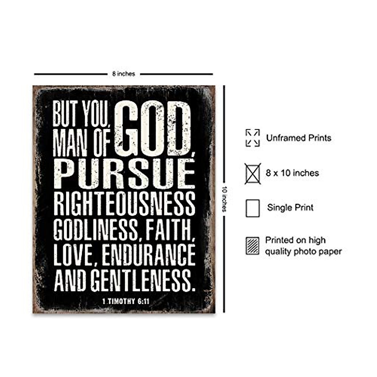 Christian Gifts for Men - Religious Gifts for Men - Catholic Gifts for Men - Religious Wall Decor - Masculine Christianity - God Wall Decor - 1&2 Timothy - Scripture Bible Verse Wall Art Decorations