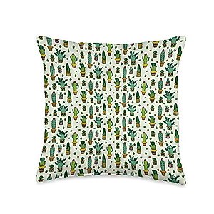 Cute Cactus Gift Ideas for Women Funny Succulent and Cactus Throw Pillow, 16x16, Multicolor