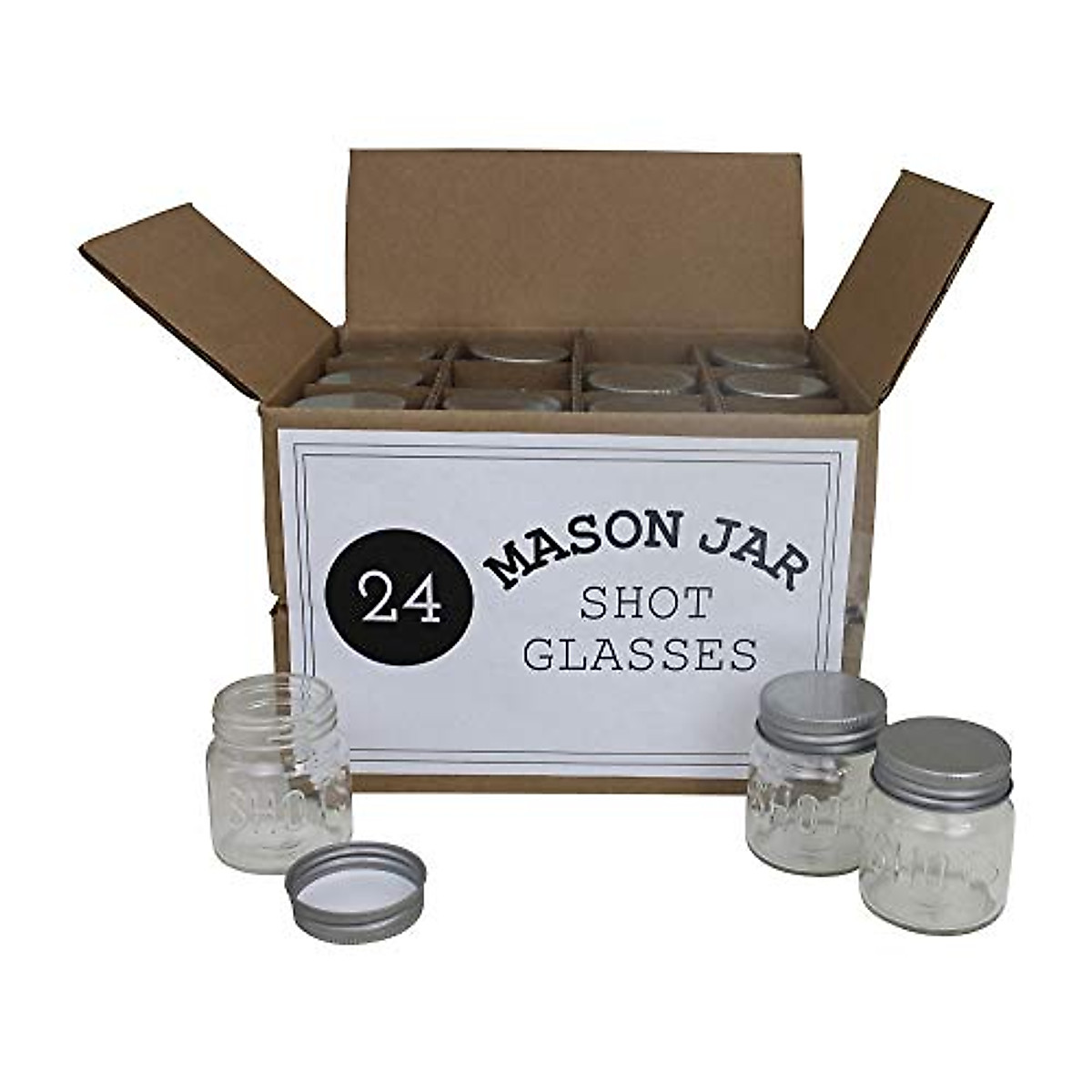 Mason Jar 2 Ounce Shot Glasses Set of 24 With Leak-Proof Lids - Great For Shots, Drinks, Favors, Candles And Crafts
