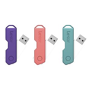 Lexar JumpDrive TwistTurn2 USB 2.0 Flash Drive, 64GB, Assorted Colors, LJDTT2-64GABOD20