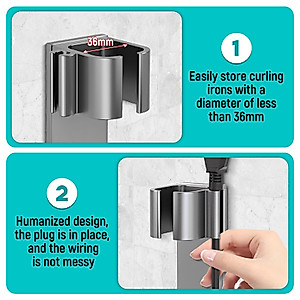 AMLESO Curling Iron Holder Hair Styling Accessories Organizer Punch Free Wall Mount Hair Straightener Organizer for Curling Wands Flat Irons Combs