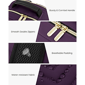 LOVEVOOK Laptop Backpack Purse for Women, Work Travel Computer Bags, College School Backpack for Student Girl, Quilted Casual Daypack with USB Port, Fit 15.6 Inch Laptop, Deep Plum