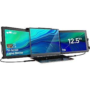 Mobile Pixels Trio Tri-Screen Portable Monitor for Laptops with Kickstand, 12.5'' Full HD IPS Screens, USB C/USB A Triple Displays,Windows/OS/Android/Nintendo Switch (2X Monitor and 1x Kickstand)