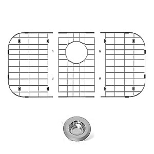 Sink Protectors for Kitchen Sink 26" x14", Stainless Steel Sink Protector with Rear Drain Hole Sink Rack for Bottom of Sink with Sink Strainers (Separable, 26" x 14", Rear Drain)
