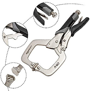Amazon Basics Adjustable Metal Face Clamp for Woodworking, Welding, or Repairs, 11-Inch, Pack of 2, Black/Silver