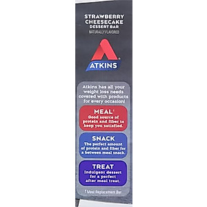 Atkins Endulge Treat Strawberry Cheesecake Dessert Bar, 6 Ounce, 5 Count (Pack of 1)