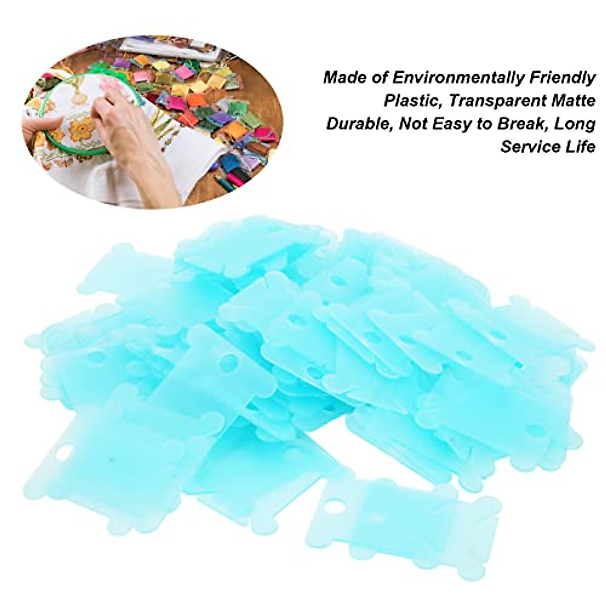 100PCS Plastic Floss Bobbin - Transparent Matte Embroidery Floss Bobbins for Organizing Threads, Cross Stitch Supplies - Environmental Plastic Floss Winder and Thread Organizer