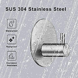 Adhesive Hooks Towel Hooks Wall Hooks Heavy Duty Stainless Steel Hooks Door Hooks Bathroom Hooks for Hanging Coat, Hat,Bath Towel-Bathroom and Bedroom or Kitchen 4-Packs