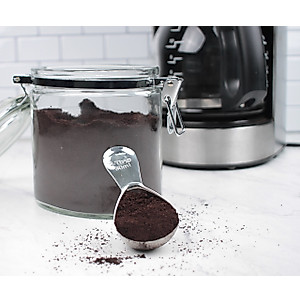 RSVP International Measuring Spoon, Long Stainless Steel Scoop Multi-purpose for Baking, Ground Coffee, Beans or Loose Leaf Tea, Comfort Handle, 2-Tbsp