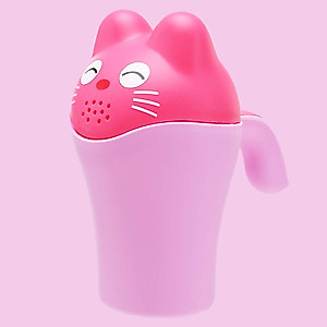 Cabilock Fashion Creative Baby Shower Water Cup Adorable Shower Shampoo Cup Bath Wash Cups Shampoo Rinser with Handle (Pink)