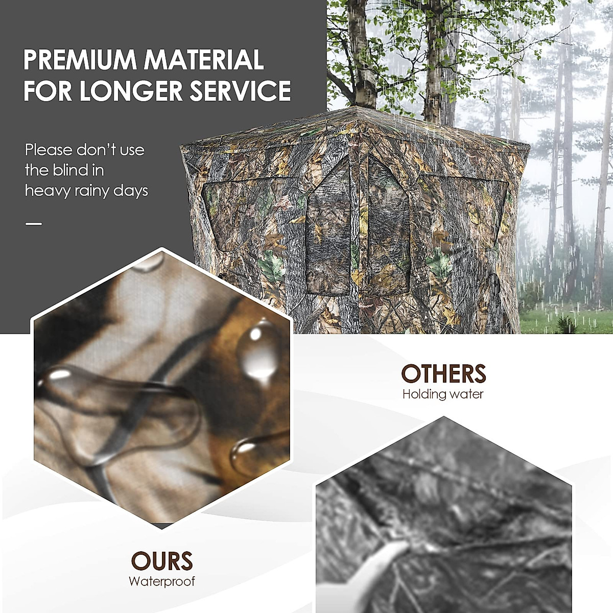 GYMAX Hunting Blind, 3 Persons Pop Up Ground Blind with Shooting Hole, Windows & Silent Sliding, 360 Degree See Through Portable Durable Hunting Tent, Camouflage Ground Blind for Deer Turkey Hunting