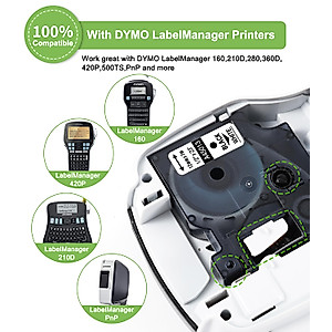 5-Pack a45013 Compatible Dymo Label Maker Refills Dymo D1 Label Tape 45013 S0720530 Dymo d1 Labels, Black on White,1/2 Inch x 23Feet, for DYMO LabelManager 160 210D 260P 280 360D 420P 450D COLORPOP