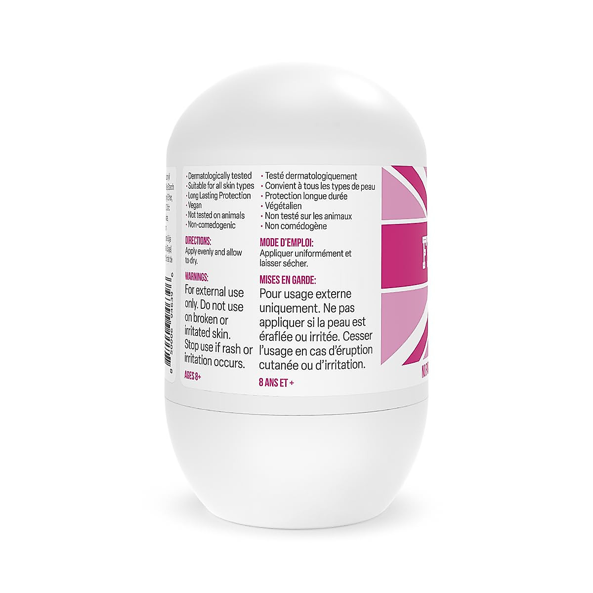 Fresh Kidz Pink Girls Roll On Deodorant - 1.86 fl oz Baking Soda and Aluminum Free 24 Hour Protection for Sensitive Skin