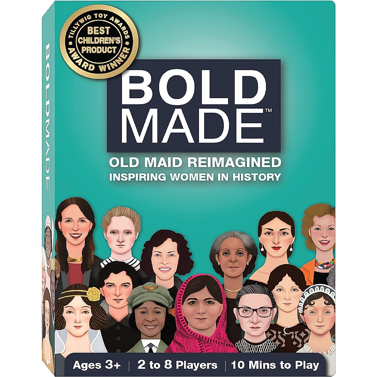 Bold Made Card Games for Kids & Adults - Unique Remake of Old Maid & Go Fish - Feminist Playing Cards, Co-Created by A 9 Year Old, Features 40 Hand-Drawn Portraits of Amazing Women in History