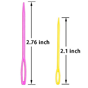 Hekisn Large-Eye Plastic Sewing Needles, Colorful Safety Lacing Needles, 2 Different Sizes Yarn Sewing Needle, Learning Needles for DIY Sewing Handmade Crafts，2.76 &2.1 inch (16 Pieces)
