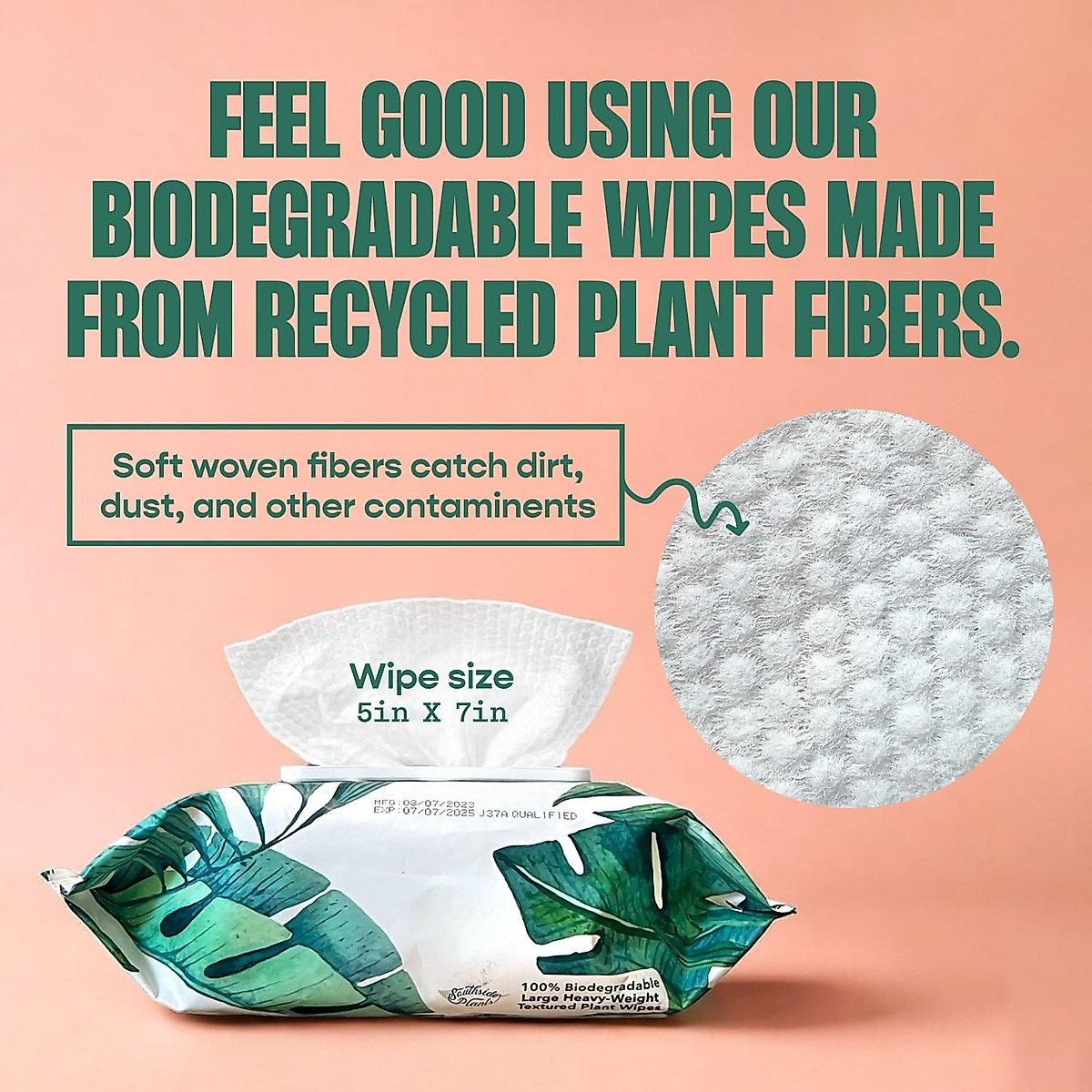 Plant Cleaning Wipes by Southside Plants - Gentle, Plant-Based Wipes for Shiny Leaves and Better Photosynthesis - Unscented, Extra Thick Waffle Weave Leaf Wipes for Indoor & Outdoor Plants - 80 Ct