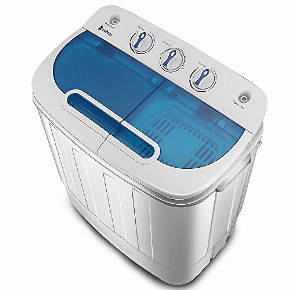 LongJiang Portable Compact Twin Tub Washing Machine,13.4lbs Capacity,Semi-Automatic,Built-in Drain Pump,White Blue 23.23 x 13.98 x 26.57 h GT51056504-10064-1751397771
