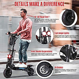 M YUME Scooter Y10 Adult Electric Scooter Double Suspensions Dual Motor 23.4AH Battery 52V 2400W 40 MPH 40 Miles Fast Sports Scooter 10" Off Road 330lbs Max Load Folding Scooter