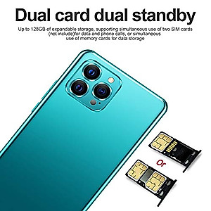Unlocked Android Smartphone, 6.26in HD Screen Cell Phone, 2MP+2MP Camera 1GB RAM + 8GB ROM Smartphone, Dual Card Dual Standby, Face Recognition, with WiFi+BT+FM+GPS(Green)