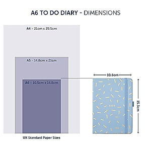 Busy B A6 To Do Diary January to December 2024 - Blue Sprinkle - Faux Leather Week to View Diary with Notes, Tear-Out Lists & Pockets