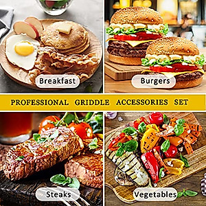 Griddle Accessories Kit, 20PCS Flat Top Grill Accessories Set for Blackstone and Camp Chef, Grill Spatula Set with Basting Cover, Griddle Cleaning Kit for Outdoor BBQ, Teppanyaki and Camping