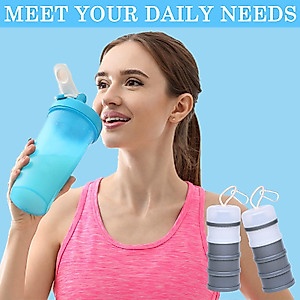 GIWOSK 2Pcs Protein Powder Travel Container, 4 Layers Stackable Leakproof Formula Container Dispenser To Go with Funnels Stand, Portable Keychain Protein Powder Container for Travel Workout Fitness