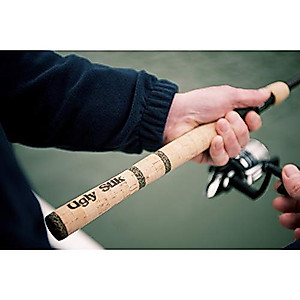 Ugly Stik 9’ Elite Salmon/Steelhead Spinning Rod, Two Piece Salmon/Steelhead Rod, 4-10lb Line Rating, Medium Light Rod Power, Medium Fast Action, 1/8-5/8 oz. Lure Rating,Cream & Black