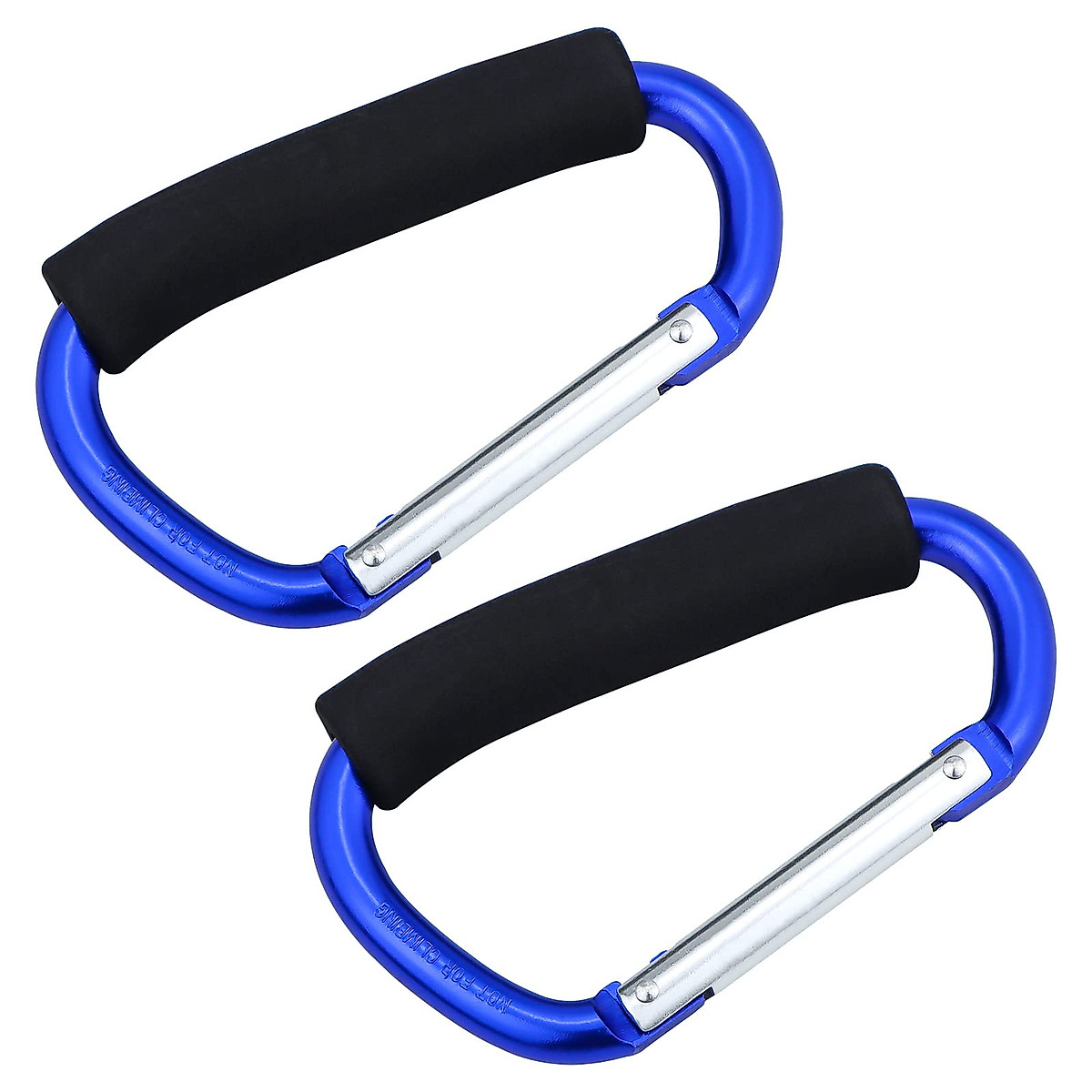 JIALEEY Grocery Bag Shopping Bag Holder Handle Carrier Tool Multi Purpose Snap Hook Stroller Hook Set Organizer Accessories with Soft Foam Grip for Hanging, Pack of 2, Blue