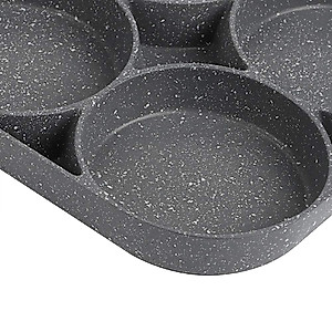 Pancake Pan, Japanese Obanyaki Pan Nonstick Aluminum Pan, Egg Frying Pan with 4 Holes, for Fried Egg, Burger, Breakfast Pancake Making, with Anti-Scald Handle(B)