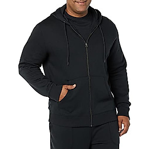 Goodthreads Men's Full-Zip Washed Fleece Hoodie, Black, X-Large Tall