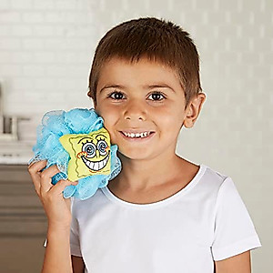 Franco Spongebob Squarepants Kids Bath/Pool/Beach Soft Cotton Terry Hooded Towel Wrap and loofah Set, 24 in x 50 in (Official Nickelodeon Product)