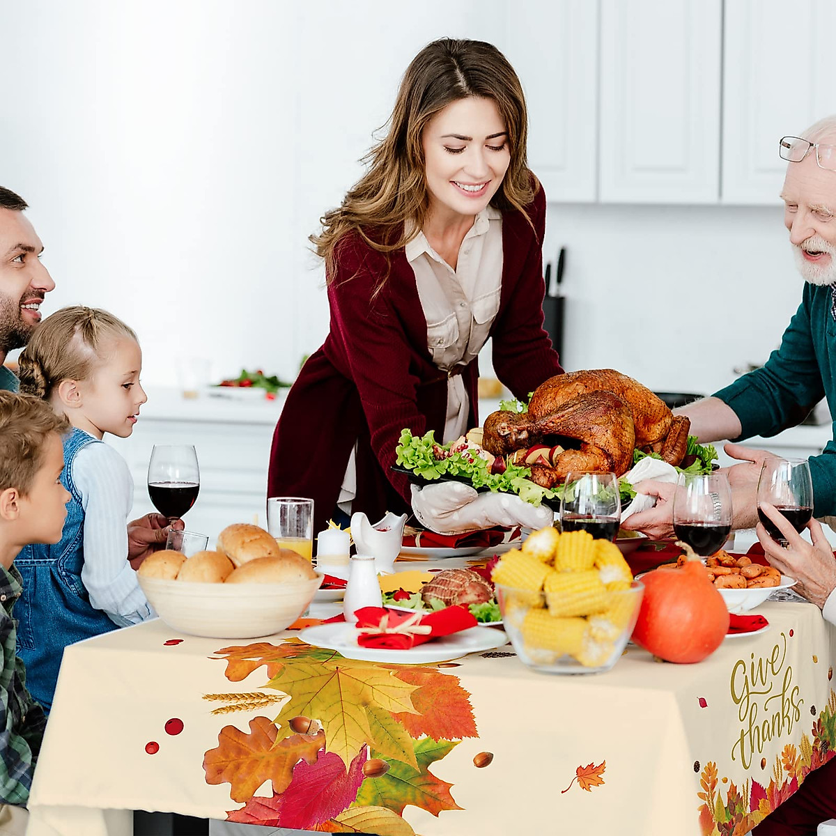 Gatherfun Fall Thanksgiving Party Supplies, Disposable Tablecloth, Plastic Table Cover for Autumn Party Decorations and Thanksgiving Party Decorations, 3 Pack, 54”x108”