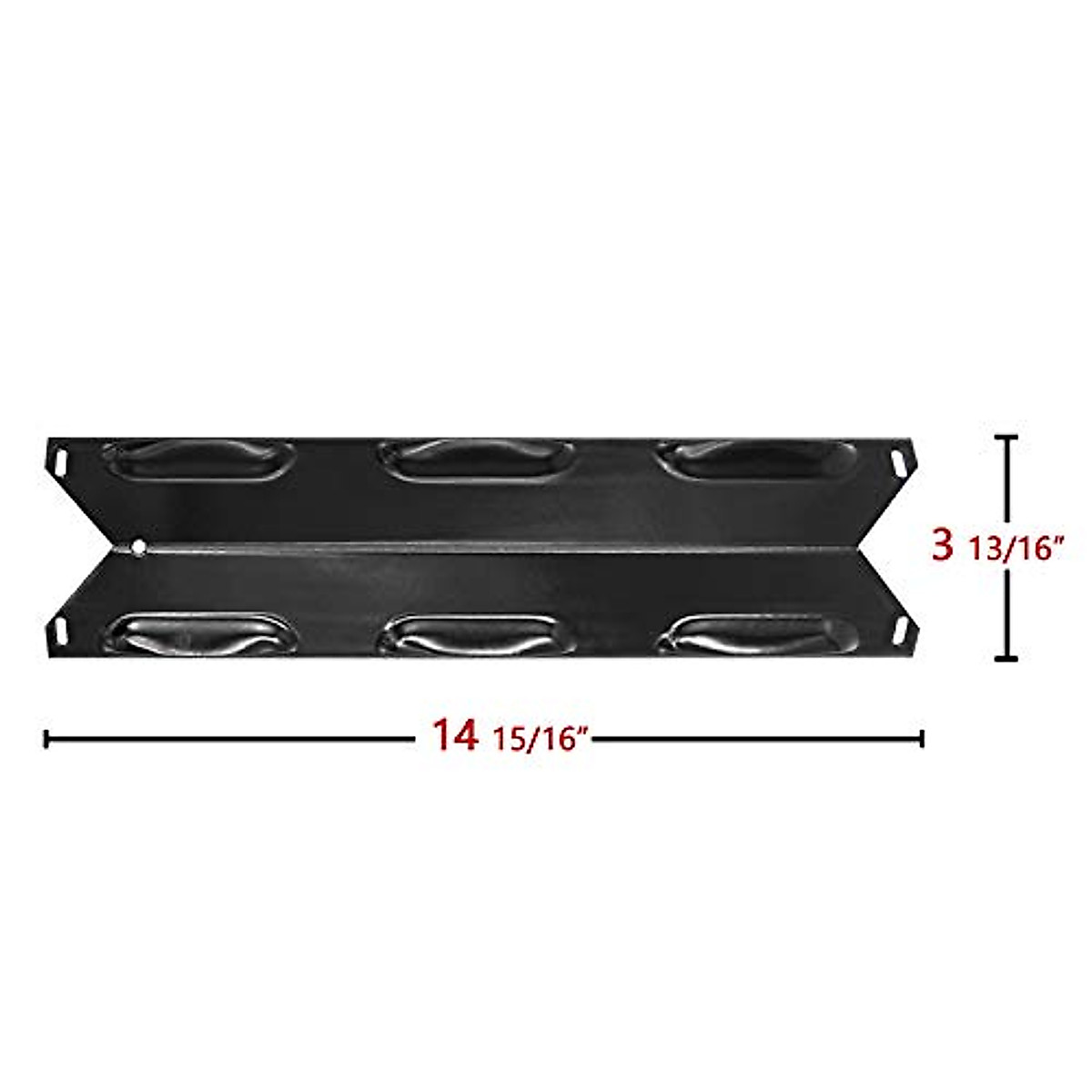 Hongso 14 15/16 Inch Porcelain Steel Grill Heat Shield Replacement for Gas Grill Charbroil 640-01303702-3, Kenmore 146.16132110, 146.16133110, 146.16142210 Gas Grill Models, Set of 6 (PPF2216)