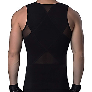 GSKS Compression Shirts for Men Body Shaper Slimming Shirts Shapewear with Zipper Black