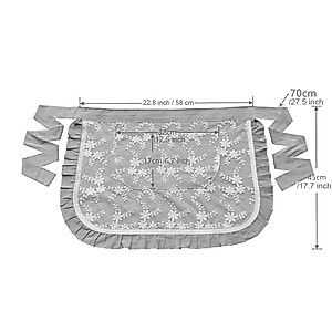 Floosum Lovely Waist Apron with 2 Pockets - Cotton Lace Embroidered Server Aprons Waitress Apron Half Bistro Short Apron for Womens Girls(Yellow)